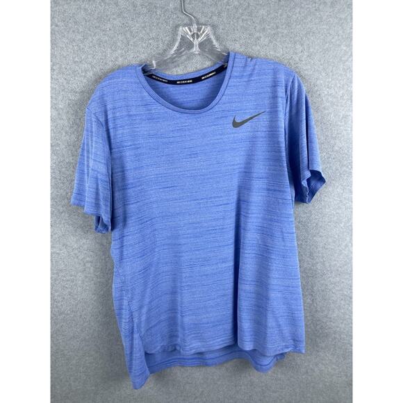 Nike | Shirts | Nike Running Shirt Mens L Blue Short Sleeve Workout ...